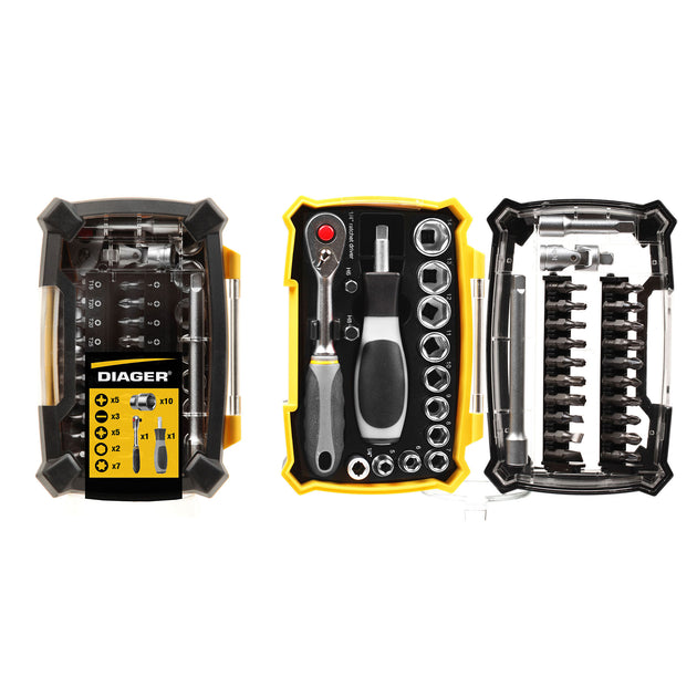 Diager 38 pcs Screw Driver Torsion bits 25mm set w/ sockets | TitanFix ...