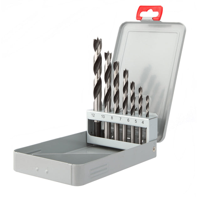 Diager set 7 wood drill bit 3 points sizes 4-5-6-7-8-10-12 mm ...