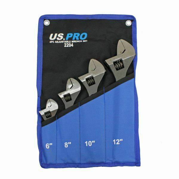 US PRO 2204 4pc Adjustable Wrench/Shifting Spanner Set, Black ...